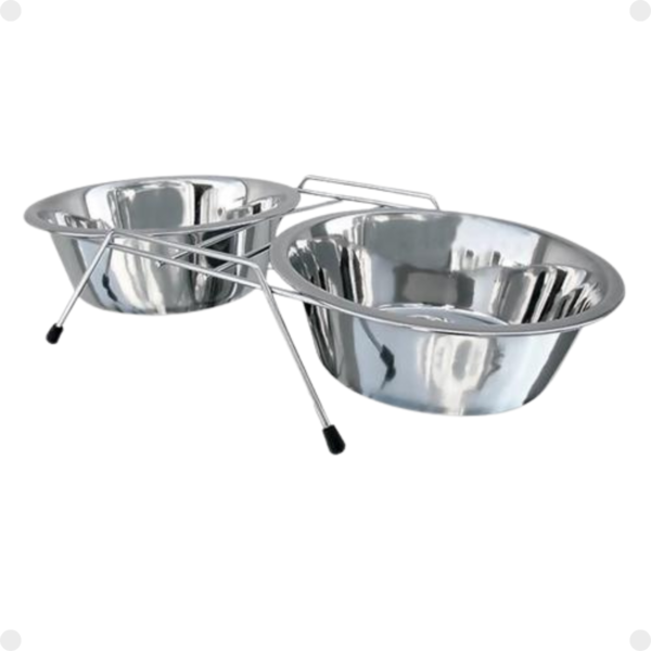 Comedouro Duplo Inox Suspenso Pequeno | Leroy Merlin