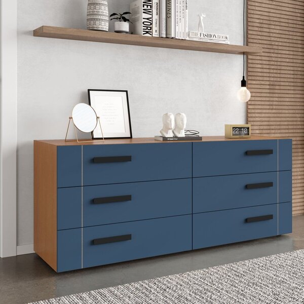 Cômoda 6 Gavetas Lisboa Freijó/azul | Leroy Merlin