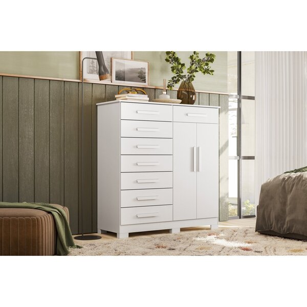 Cômoda 8 Gavetas 2 Portas Com Cabideiro Verona Branco | Leroy Merlin