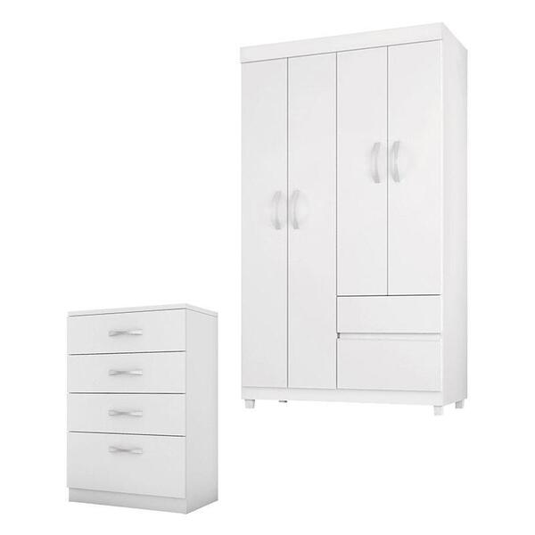 Cômoda Astral E Guarda Roupa Solteiro Lótus Branco Flex - Demóbile ...