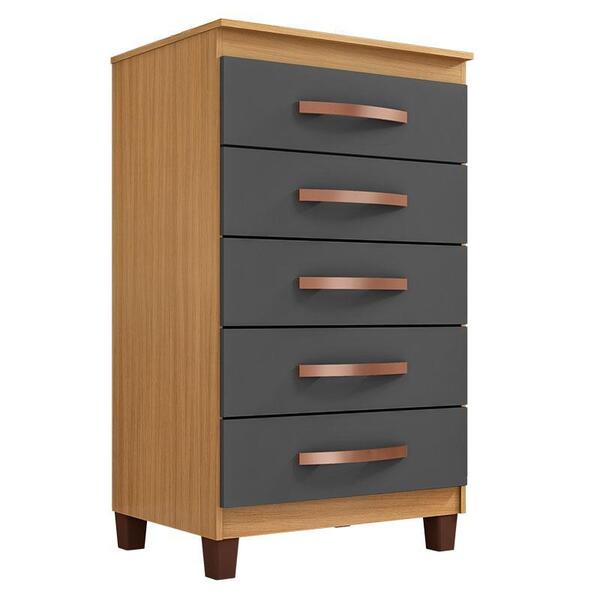 Cômoda Catar 5 Gavetas Carvalho Americano Grafite - Incorplac | Leroy ...