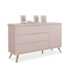 Cômoda Mariana Retro 3 Gavetas 1 Porta Rosê - Fbaby | Leroy Merlin