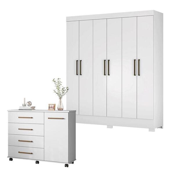 Cômoda Flora E Guarda Roupa Casal Verso Branco - Demóbile | Leroy Merlin