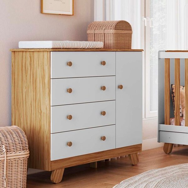 Cômoda Infantil 1 Porta 4 Gavetas 100% Mdf 95cm Levy Espresso Móveis ...