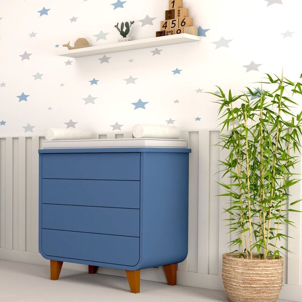 Cômoda Infantil E-galaxy 4 Gavetas Espresso Móveis Azul | Leroy Merlin