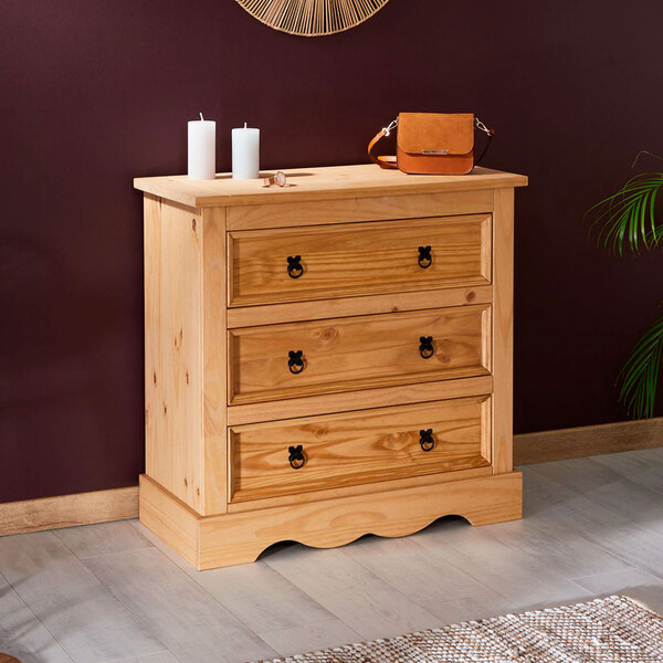 Cômoda Madeira 3 Gavetas Rústico Tequila | Leroy Merlin