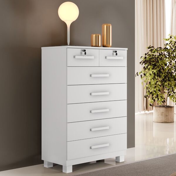 Cômoda New Barcelona 7 Gavetas Benetil Branco | Leroy Merlin