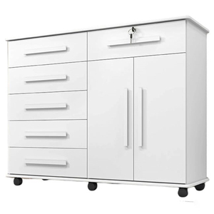 Cômoda Para Quarto 2 Portas 6 Gavetas Gran Luxo G03 Branco - Mpozenato ...