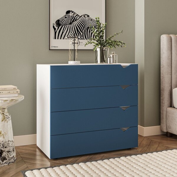 Cômoda Para Quarto 4 Gavetas Porto Branco/azul | Leroy Merlin