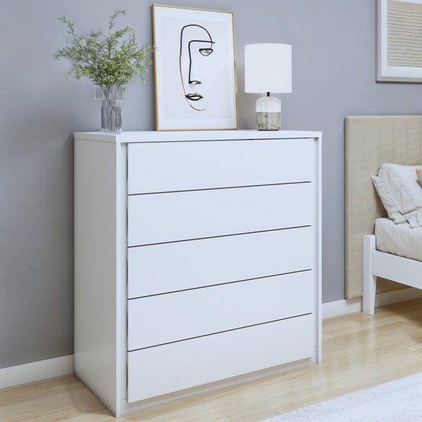 Cômoda Para Quarto 5 Gavetas Mdf Unique Branco | Leroy Merlin