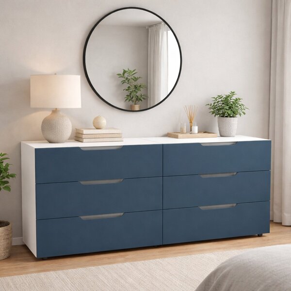 Cômoda Para Quarto 6 Gavetas 150cm Madri Azul/branco | Leroy Merlin