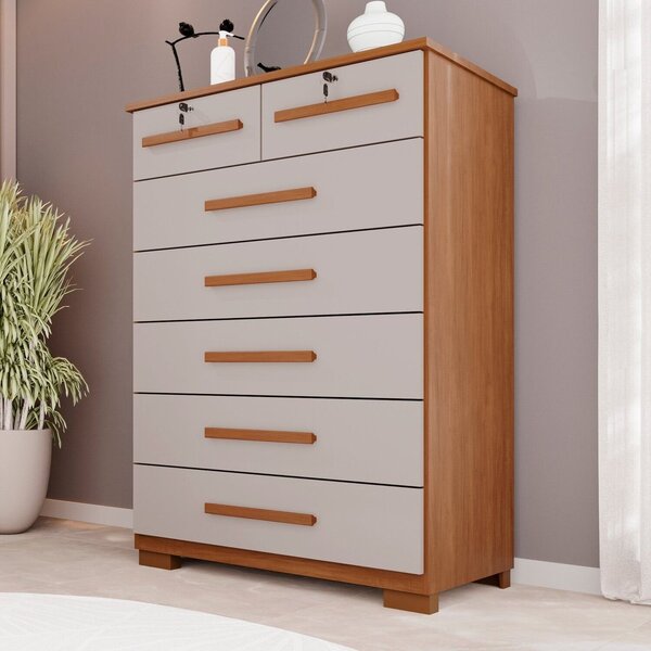 Cômoda Para Quarto 7 Gavetas Topázio Expresso Móveis Marrom/cinamomo ...