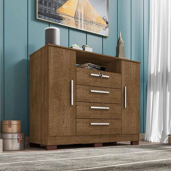 Cômoda Rack 2 Portas E 4 Gavetas Floripa Malbec | Leroy Merlin