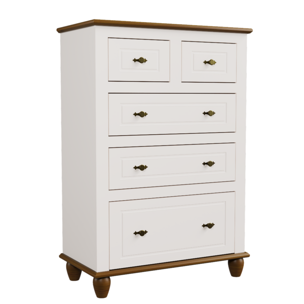 Cômoda Retrô 5 Gavetas Off White/nogueira | Leroy Merlin