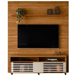 Painel E Rack Requinte 220 Impressão 3d Com Led Pés De Madeira Naturale ...