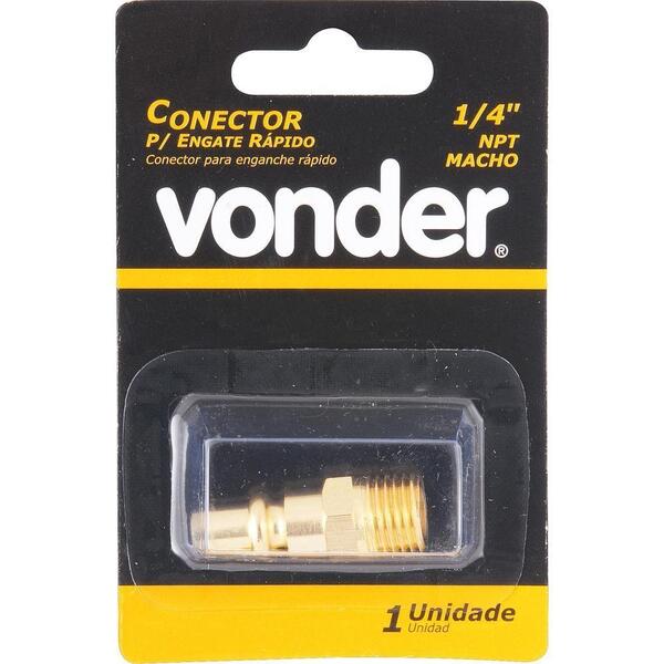 Conector Pino Racord Macho 1/4" Npt Latão Cartela - Vonder | Leroy Merlin