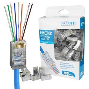 Conectores (rede) Exbom Rj45 Cat5e Vazado Ex-rj45 C/100 | Leroy Merlin
