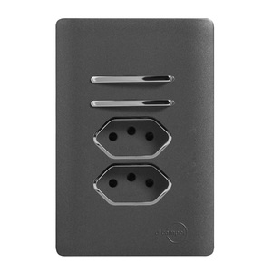 Conjunto 2 Tomadas e 2 Interruptores Energia Simples 10A 4x2 Grafite Novara Colors Dicompel ...
