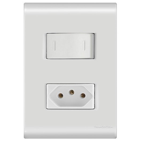 Conjunto 1 Interruptor Simples + 1 Tomada 10a - Tramontina Liz - 57170064 | Leroy Merlin