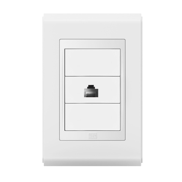Conjunto 1 Tomada Rede Rj45 - Refinatto - Branco Acetinado / Branco ...