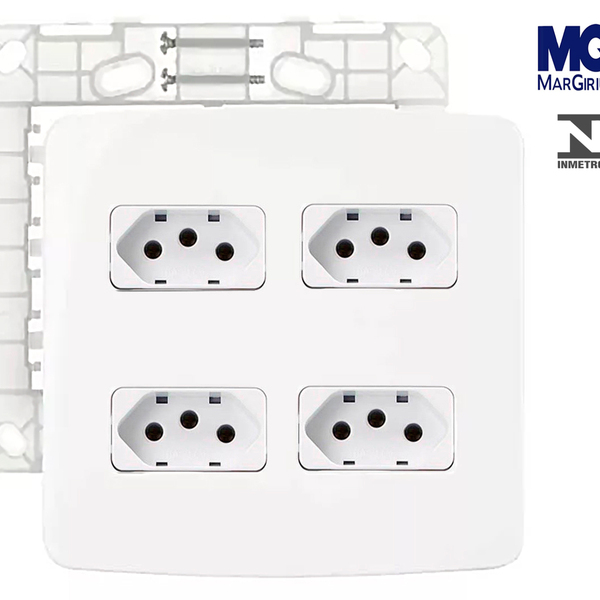Conjunto 4 Tomadas Branca 20a 4x4 Margirius B3 | Leroy Merlin