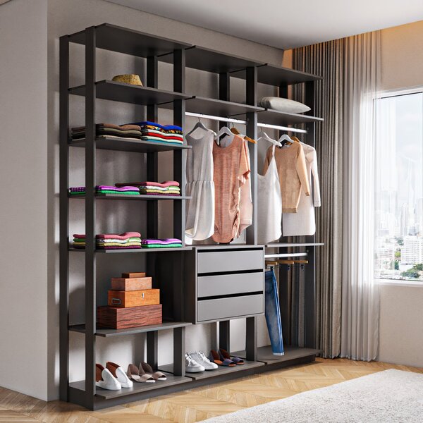 Conjunto Closet Guarda Roupa 5 Prat. 3 Gav. 1 Cab 2100x2200x445 Mm ...