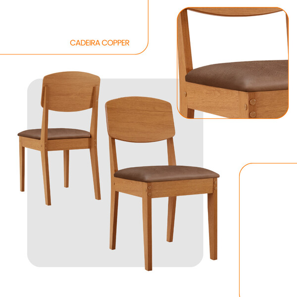 Conjunto Com 2 Cadeiras Mdf Copper Para Sala De Jantar Moderna Mobília ...