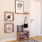 Conjunto Com Banco, 1 Prateleira E 2 Nichos Pullen Bege Carvalho Mel ...