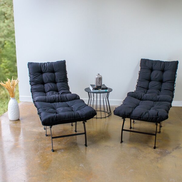 Conjunto Com Poltronas E 02 Puffs Costela Aramada Preto Preto | Leroy ...