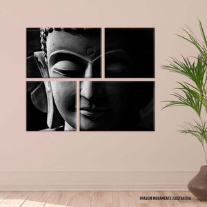 Conjunto De 4 Telas Decorativas Em Canvas Buda Cinza Único | Leroy Merlin