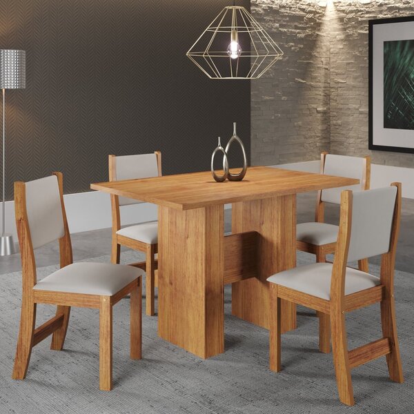 Conjunto De Jantar Jazz Mesa Retangular Com 4 Cadeiras Sol Mel/marfim ...