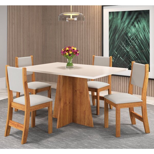 Conjunto De Jantar Mesa Retangular Sense Com 4 Cadeiras Sol Mel/blonde ...