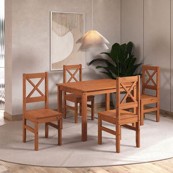 Conjunto De Jantar Retangular 4 Lugares 110cm 100% Madeira Maciça ...