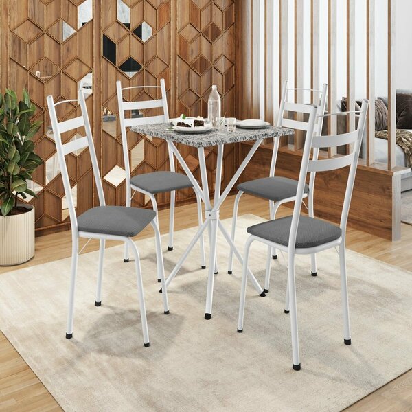Conjunto De Mesa Com 4 Cadeiras Leia Branco/platina/ocre | Leroy Merlin