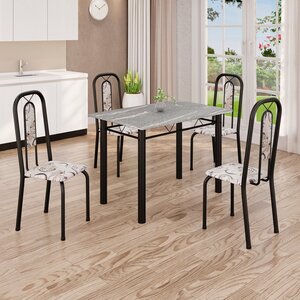 Conjunto De Mesa Com 4 Cadeiras Lívia Arabesco/preto Arabesco/preto ...