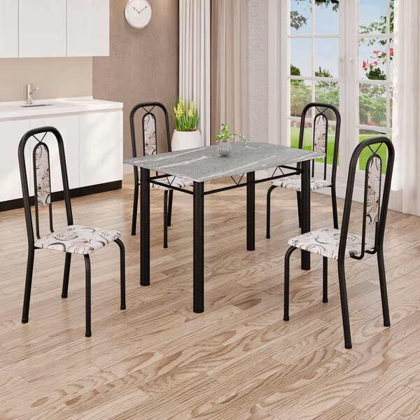 Conjunto De Mesa Com 4 Cadeiras Lívia Arabesco/preto Arabesco/preto ...