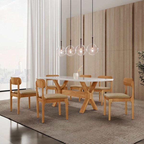 Conjunto De Mesa Jantar Bellini Tampo 180cm Laqueado Canto Moeda 6 ...