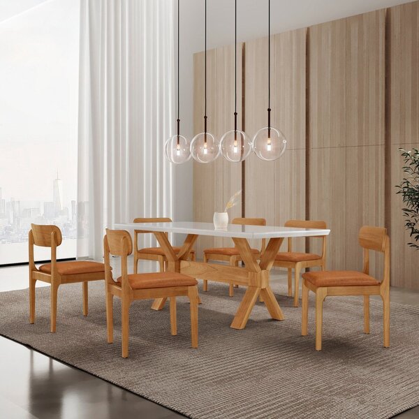 Conjunto De Mesa Jantar Bellini Tampo 180cm Laqueado Canto Moeda 6 ...
