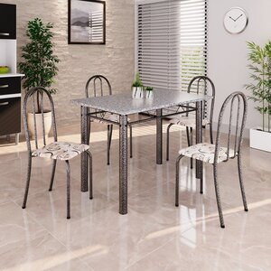 Conjunto De Mesa Tubular 100cm X 60cm Tampo Em Granito Com 4 Cadeiras ...