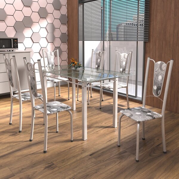 Conjunto De Mesa Tubular 6 Cadeiras 140cm Com Tampo De Vidro Melissa ...
