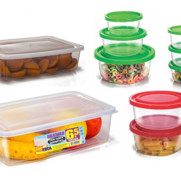 Conjunto De Potes Redondo E Retangular Plástico Prime 10 Peças ...