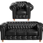 Conjunto De Sofá 3 Lugares E 1 Poltrona Chesterfield Luís Xv Preto ...