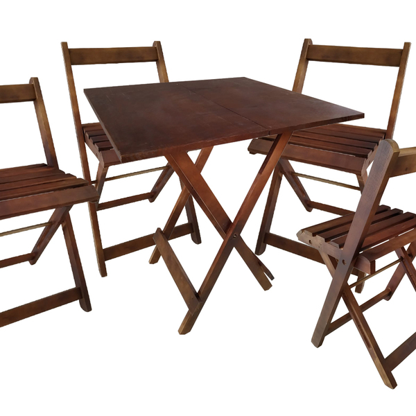Conjunto Jogo De Mesa 70x70 E 4 Cadeiras Dobráveis Madeira Imbuia | Leroy Merlin