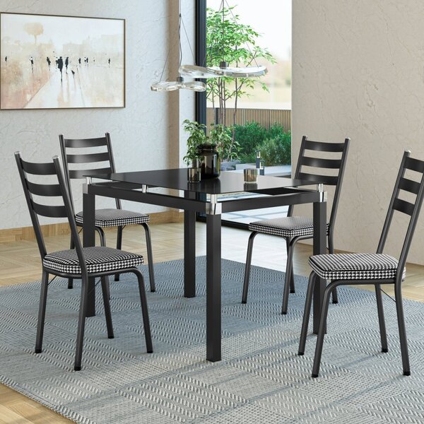 Conjunto Mesa 107x73cm Malva Com 4 Cadeiras New Chanel/preto | Leroy Merlin
