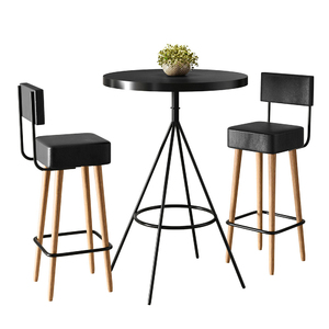 Conjunto Mesa Bistrô Com 2 Banquetas Lais Courino Preto | Aço Preto ...