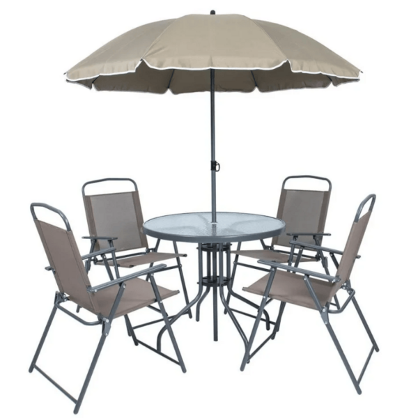 Conjunto Mesa Cadeiras Guarda Sol Jardim Piscina Marrom Kala | Leroy Merlin