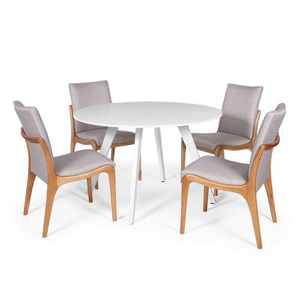 Conjunto Mesa De Jantar Redonda Júlia 120cm Branca Com 4 Cadeiras ...