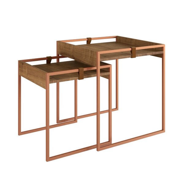 Conjunto Mesa Lateral Columbia 55cm 45cm X 60cm Marrom Woodmel Woodmel ...