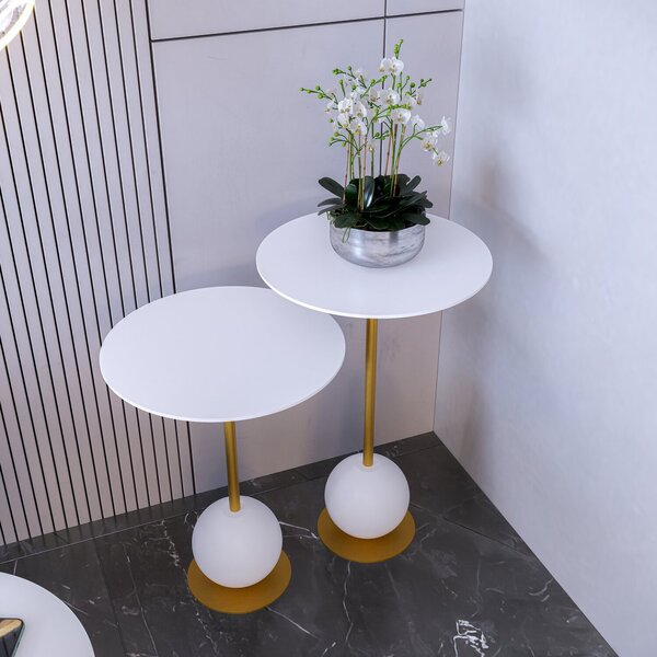 Conjunto Mesa Lateral De Canto Milão 40x40x60cm Branco Branco | Leroy ...