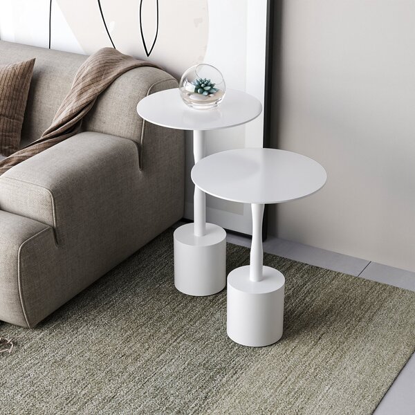 Conjunto Mesa Lateral De Canto Parma 65cm X 40cm Branco Branco | Leroy ...